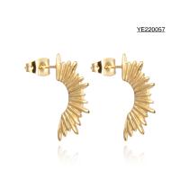 China Exaggerated Stainless Steel Gold Earrings Half Sunflower Stud Earrings for sale