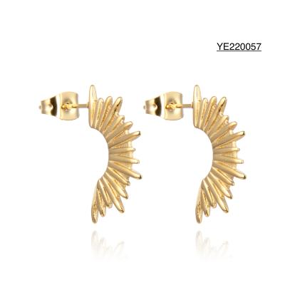 China Exaggerated Stainless Steel Gold Earrings Half Sunflower Stud Earrings for sale