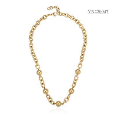 China Expensive brand golden ball thick chain torque 18k Gold Stainless Steel Necklace for sale