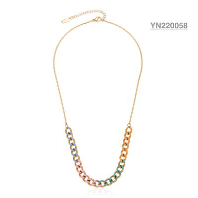 China Childlike brand Colorful epoxy thick chain torque Gold Stainless Steel Necklace for sale