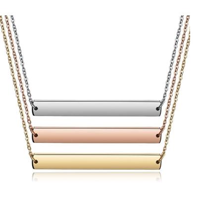 China OEM ODM Stainless Steel Fashion Necklaces Textured Nameplate Pendant Necklace for sale