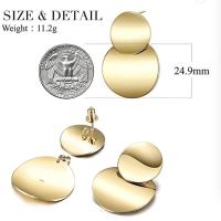 China 2.5cm Double Round Stainless Steel Teardrop Earrings Niche Jewellery for sale