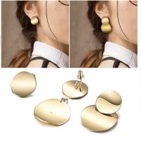 China 2.5cm Double Round Stainless Steel Teardrop Earrings Niche Jewellery for sale