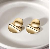 China 2.5cm Double Round Stainless Steel Teardrop Earrings Niche Jewellery for sale