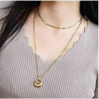 China Ins Style Retro Drop Pendant Necklace Daily Torque Stainless Gold Necklace for sale