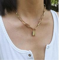 China High End Parity Lock Pendant Necklace Stainless Steel Chain Style Necklace for sale