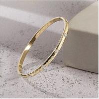 China Engagement Gold Rhinestone Bracelet LOVE Engraved Bangles For Women for sale