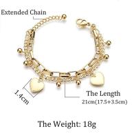 China 16cm Stainless Steel Bangle Multi Layer Tassel Hand Chain 14k Gold Anklet Bracelet for sale