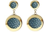 China Vintage Stainless Steel Gold Earrings 90s Retro Green Purple Round Drop Earrings for sale