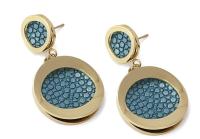 China Vintage Stainless Steel Gold Earrings 90s Retro Green Purple Round Drop Earrings for sale