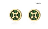 China Green Plum Yellow Turquoise Earrings Men's Stainless Steel Stud Earrings for sale
