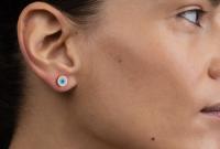 China Evil Eye Stainless Steel Gold Earrings Niche Luxury Fashion Blue Eye Earrings for sale