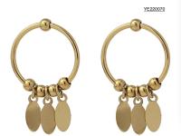 China Luxury Decoration Round Tassel Earrings Stainless Steel Gold Drop Earrings for sale