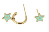 China Cute Pink Childlike Star Hoop Earrings 18K Gold Stainless Steel Earrings for sale