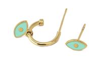 China Unique Delicate Stainless Steel Gold Earrings Green Pink Eye Epoxy Earrings for sale