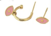 China Unique Delicate Stainless Steel Gold Earrings Green Pink Eye Epoxy Earrings for sale