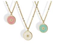 China Lemon Slice Epoxy Diamond Pendant Necklace Stainless 14k Gold Chain Necklace for sale