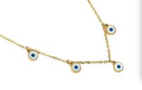 China 18k Gold Shell Pendant Jewelry 45cm Blue Devil's Eye Tassel Pendant Necklace for sale