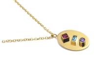 China Trendy 14k CZ Gold Jewelry Tricolor Gemstone Tag Pendant Necklace for sale