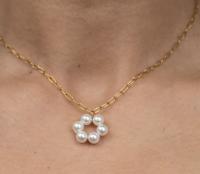 China Engagement Torque Jewelry Necklace Gold Chain With Pearl Circle Pendant for sale