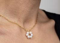 China Engagement Torque Jewelry Necklace Gold Chain With Pearl Circle Pendant for sale