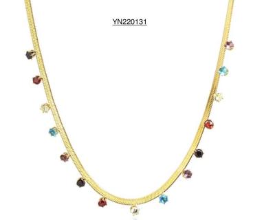 China 45cm Snake Bone Chain Necklace Colorful Rhinestone Tassel Pendant Necklace for sale