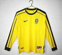 China Brazil Retro Long Sleeve Jersey Home 1998 Quick Drying Breathable Football Shirt for sale