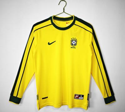 China Brazil Retro Long Sleeve Jersey Home 1998 Quick Drying Breathable Football Shirt for sale