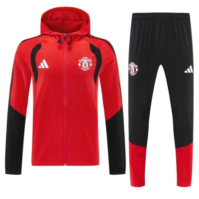 China Red Manchester United Windbreaker Jacket Set Long Zip Hooded 26-27 New Season Club Football for sale