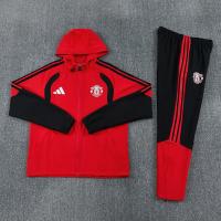 China Red Manchester United Windbreaker Jacket Set Long Zip Hooded 26-27 New Season Club Football for sale