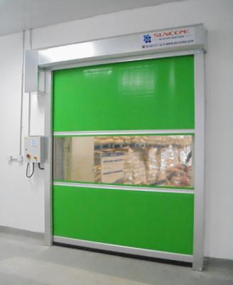 China Economical Green PVC High Speed Doors Wind Load Area With Viewing Window for sale