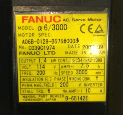 China A06B-0128-B575#0008 Fanuc AC Motor A06B-0128-B575#0008 for sale