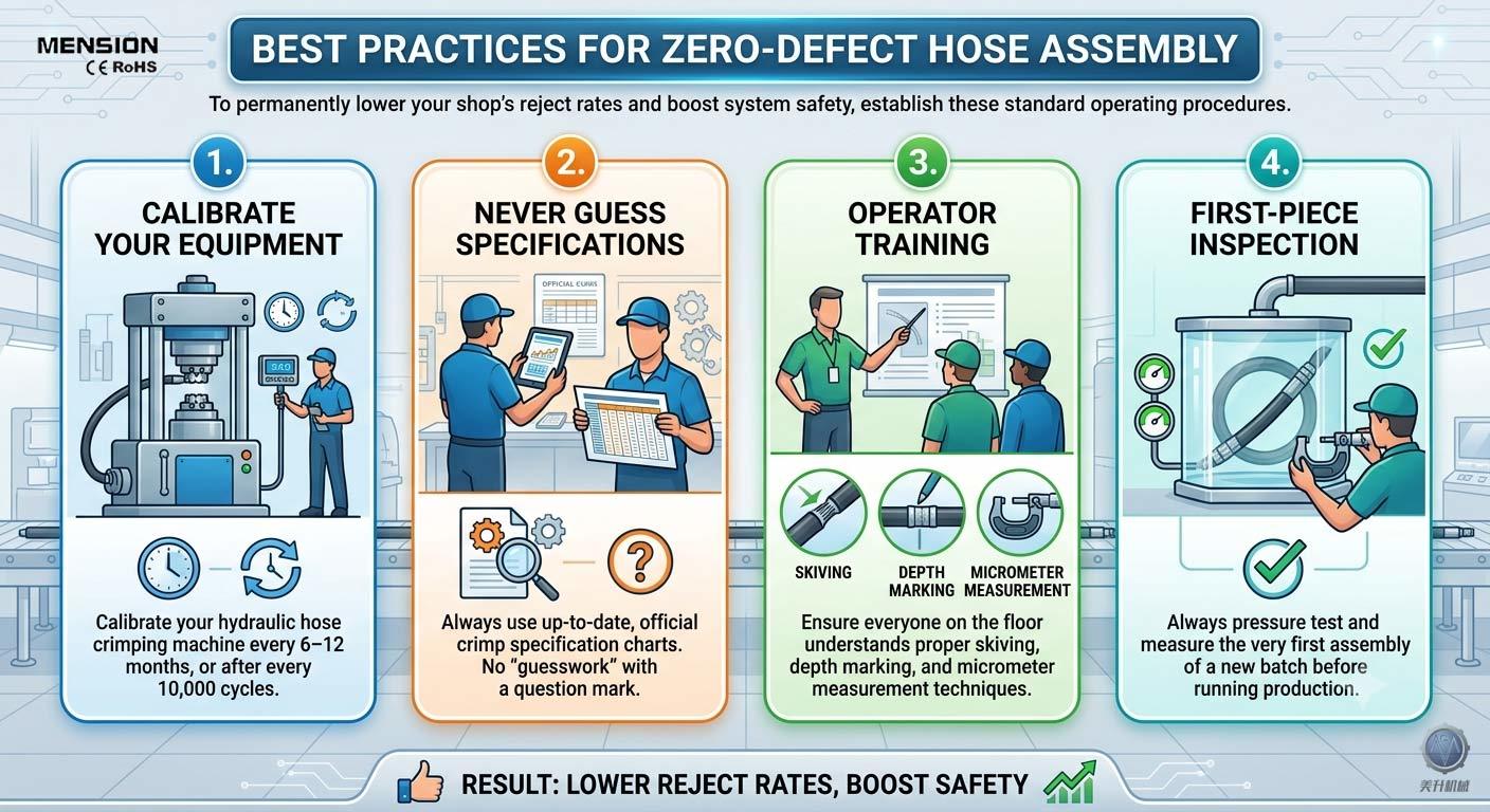 Hydraulic hose crimping leak