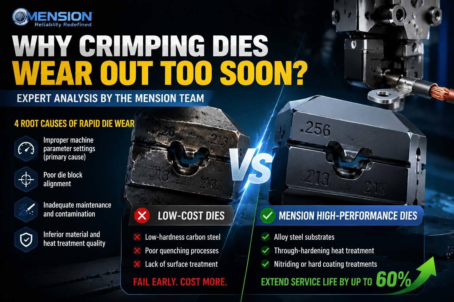 Root causes of rapid crimping die wea