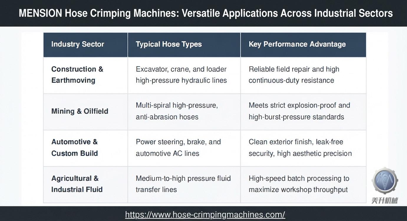 MENSION Hose Crimping Machines Versatile Applications Across Industrial Sectors