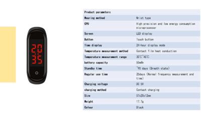 China Touch Screen NRF52832 Chip IOS Temperature Monitor Wristband for sale