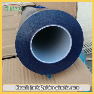 China 60 Micron Blue Polyethylene Plastic Film Glass Protection Tape Stable Adhesive 1600mm for sale