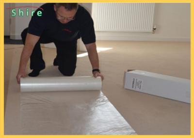 China Polyethylene Carpet Floor Protection Film 100m Length 300g Adhesion 25mm Core for sale