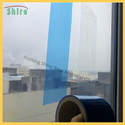 China Disposable Blue Window Glass Protection Cover Film 36in x 200ft Self-Adhesive PE for sale