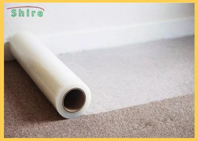 China Adhesive Backed Plastic Carpet Protection Film 2100mm LDPE 50-80 Micron for sale