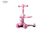 China 3 Wheel Kids Scooter 628A Adjustable Height White Blue LED Flashing Wheels Ages 3-8 for sale