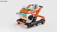 China Musical Baby Walker with Lights Sounds 2 Position Height Adjustable 6-18 Months Grey White for sale