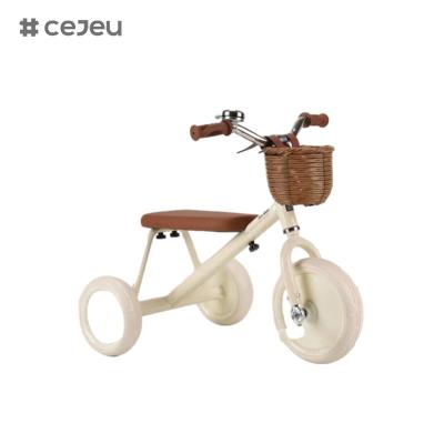China Kids Tricycle with Woven Rattan Basket 73x48x50cm High Carbon Steel Frame for Ages 3-6 for sale