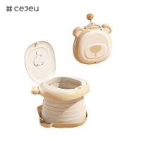 China Bear Shape Folding Toilet for Kids Portable Potty 53x49x55cm One Key Fold Quick Storage Easy Clean with Drawstring Bag for sale