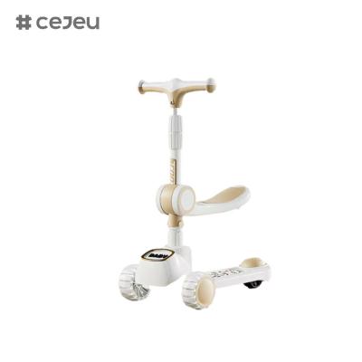 China Kids Scooter CJ-903 with Flashing PU Front Wheel Music Lights for Ages 2-5 Pink White Grey for sale