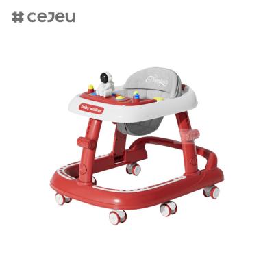 China CJ-5688 Baby Walker with Music 7 Height Adjuster Silent Wheels 6 Linen Cushion One Click Folding for sale