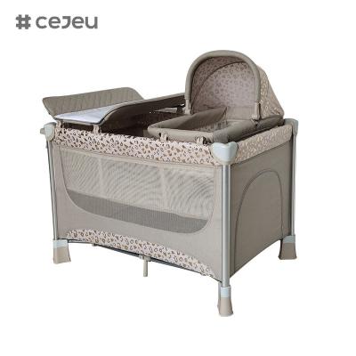 China Multifunctional Baby Travel Cot Playpen with Diaper Table for 0-3 Years 15kg for sale