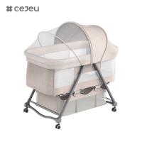 China Adjustable Height Baby Cradle Bed Crib 0-15kg 300D Linen Cloth Four Colors for sale
