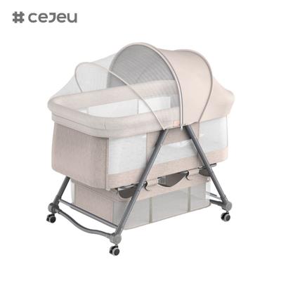 China Adjustable Height Baby Cradle Bed Crib 0-15kg 300D Linen Cloth Four Colors for sale