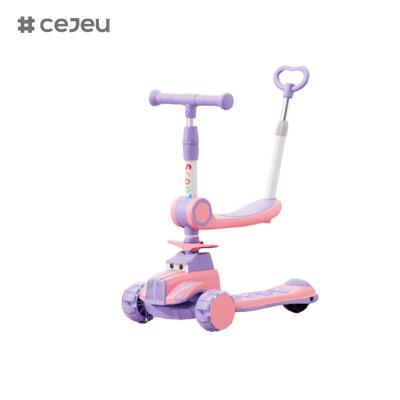 China Foldable Kids Scooter with Pushbar and Seat for Ages 2-5 Cool Light Mute Wheels for sale